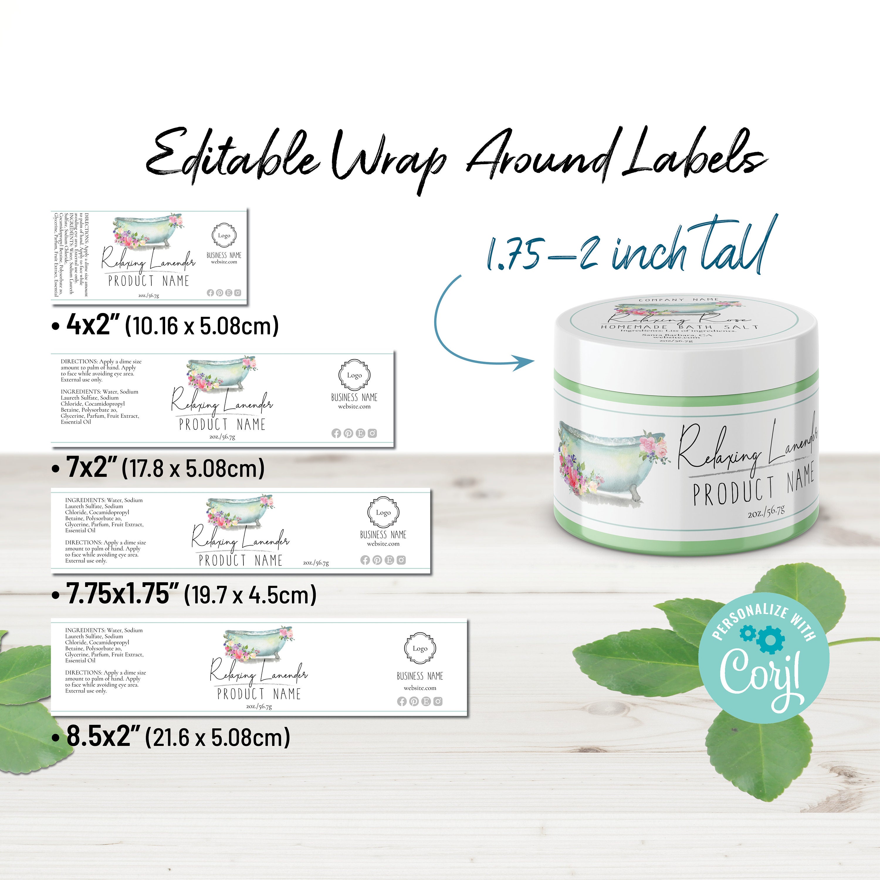 Wrap Around Label Template for Jars 2 4 6 8oz Jar Label - Etsy Australia