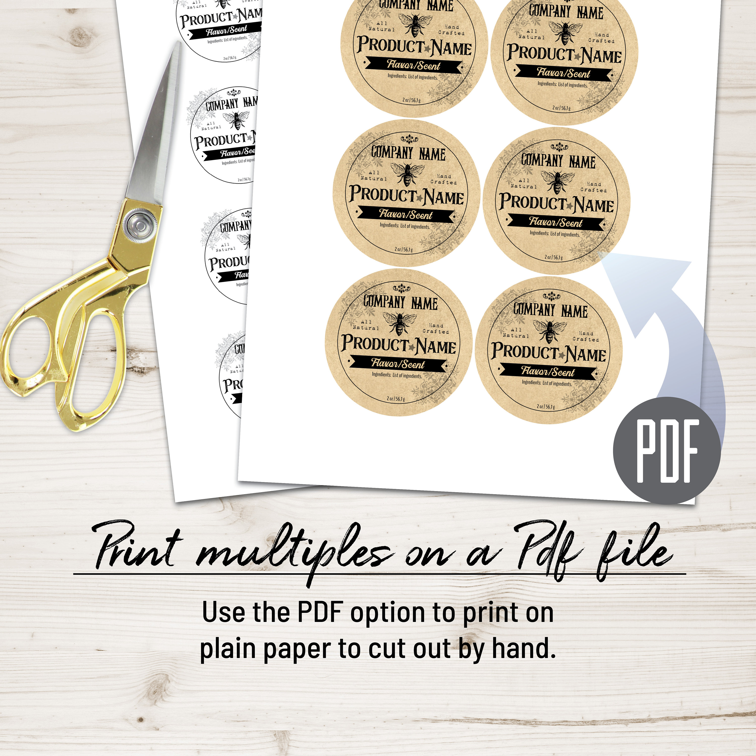 Country Store Bee Label Template for Stickers. Edit Digital - Etsy