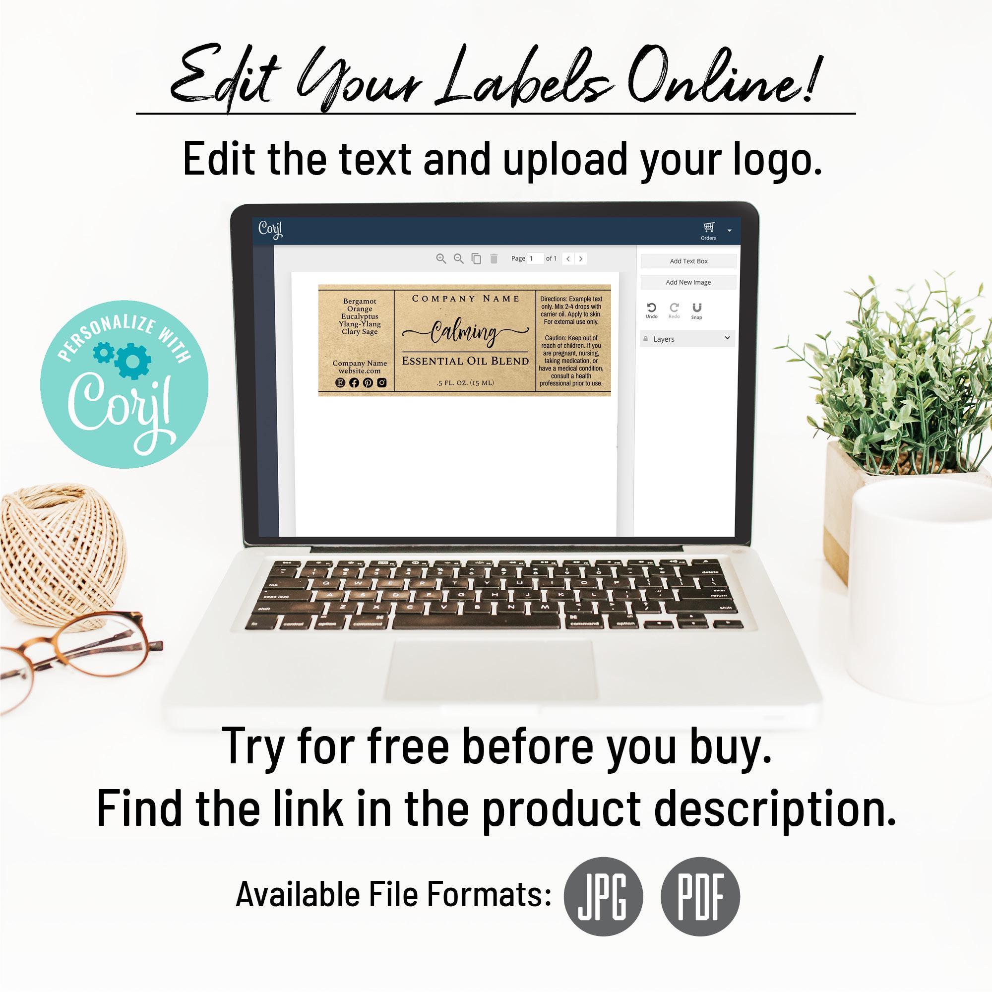 Essential Oil Bottle Label Template, Simply Natural. 10ml 15 Ml ...