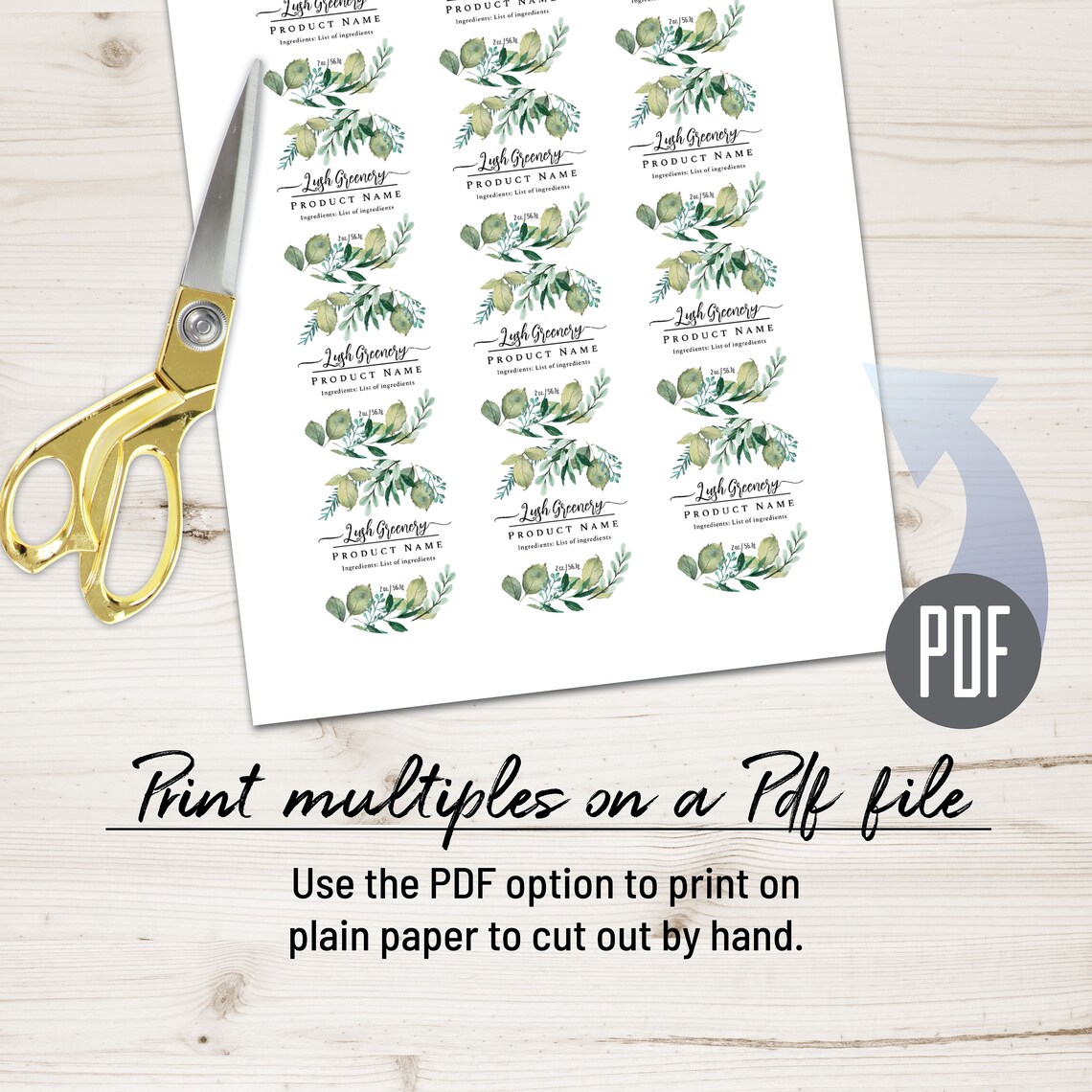 Lush Greenery Editable Product Labels for Jars Handmade | Etsy