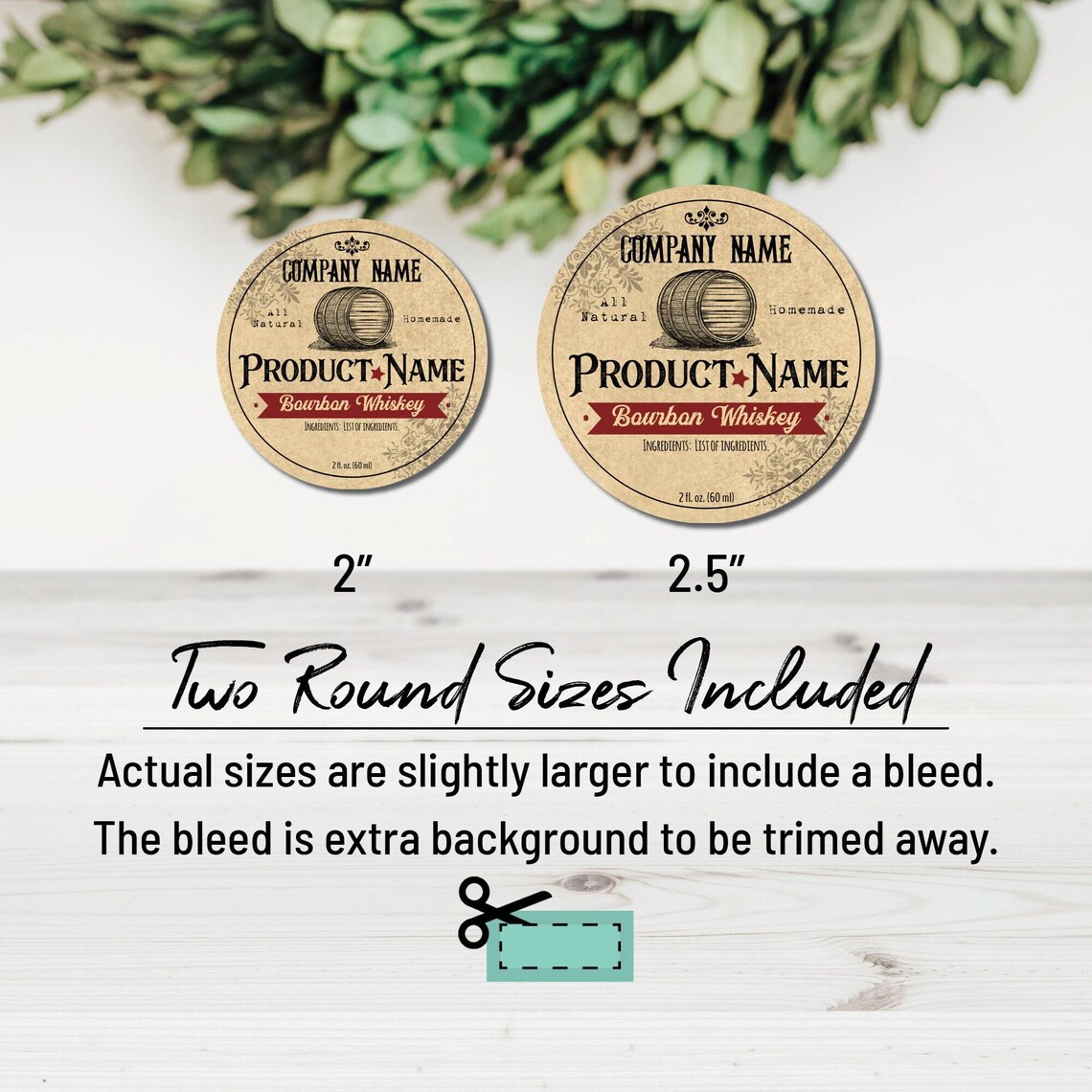 Whiskey Barrel Sticker Template. Editable Circle Label for Jars ...