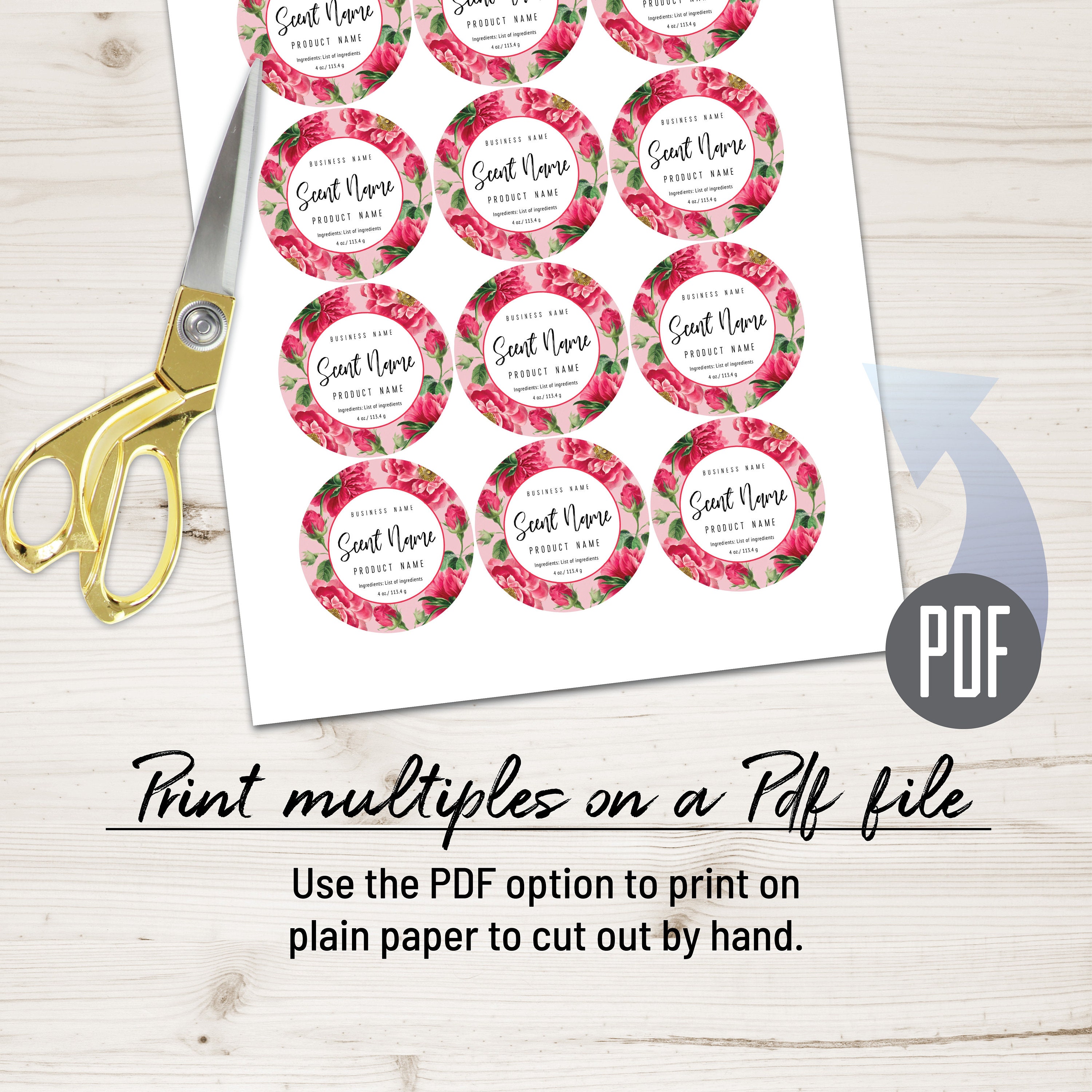 Editable Circle Label Template Custom Floral Digital Product - Etsy Canada