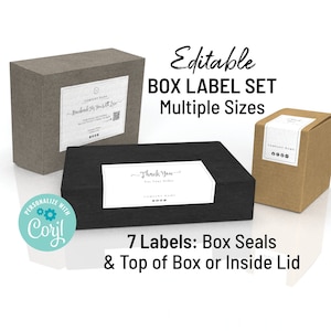 Editable Box Seal Sticker Label Template Set. Custom Label for Boxes ...