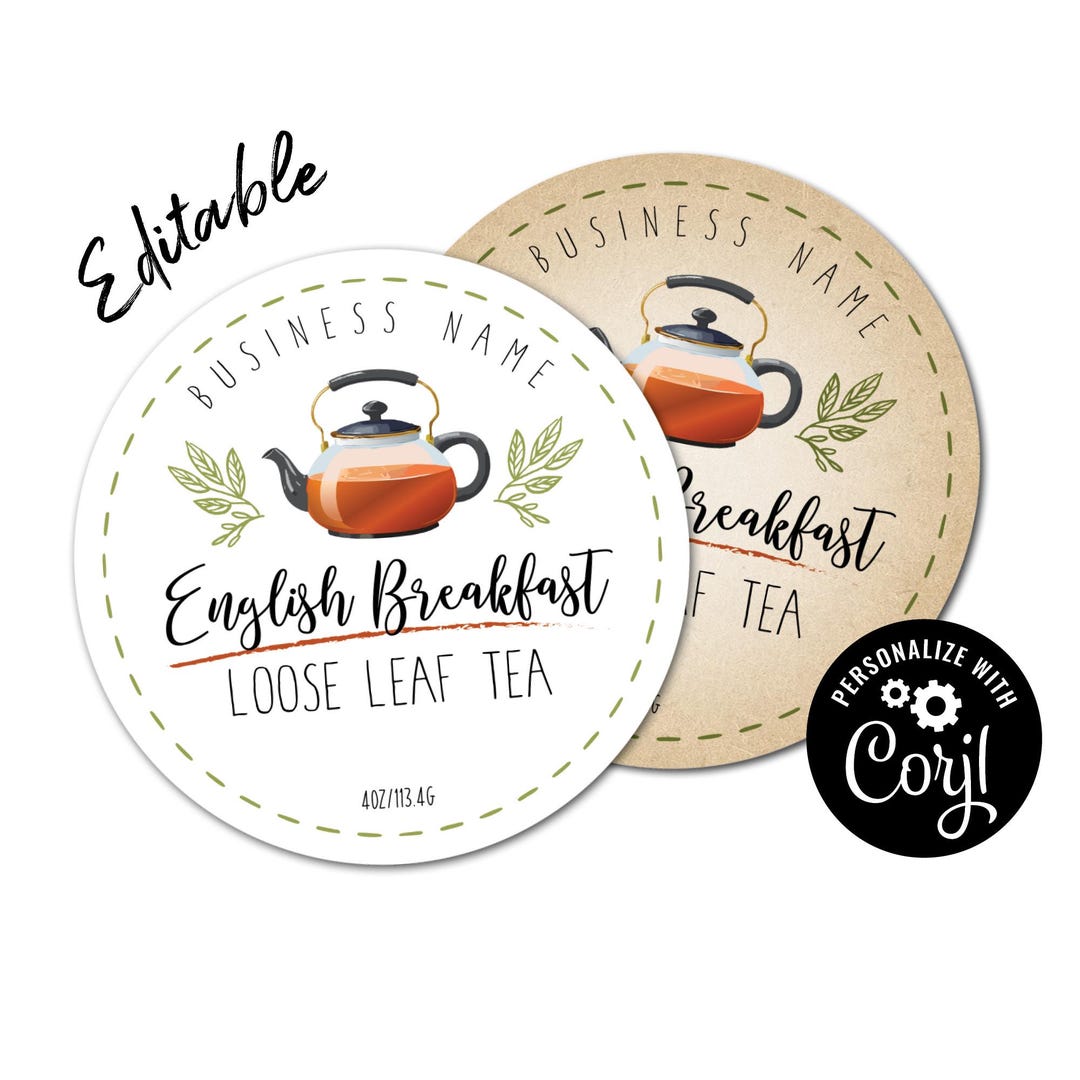 Tea Label Template. Tea Bag or Tea Party Label. Sticker Product ...