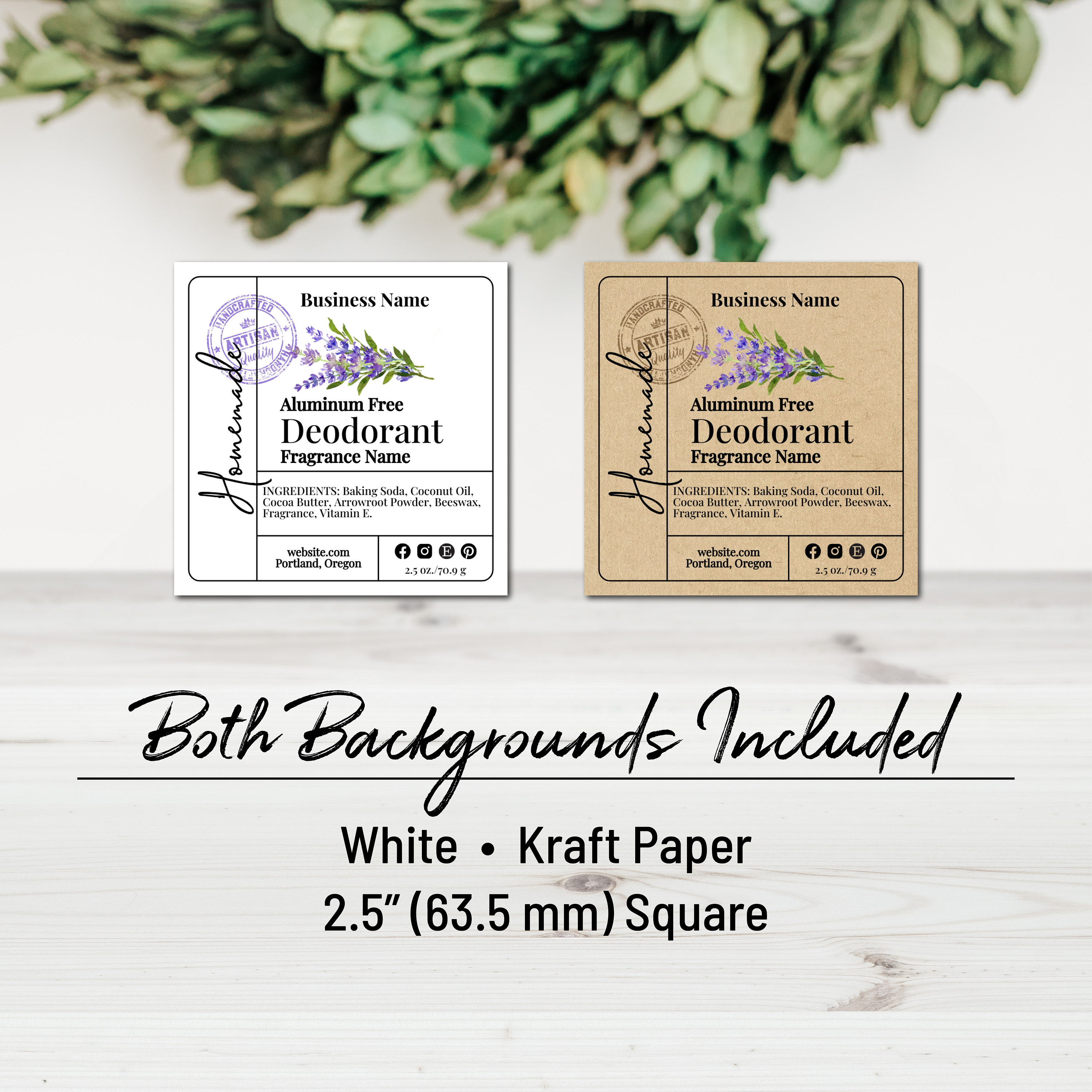 Deodorant Label Template Lotion Bar Tube Square 2.5 - Etsy