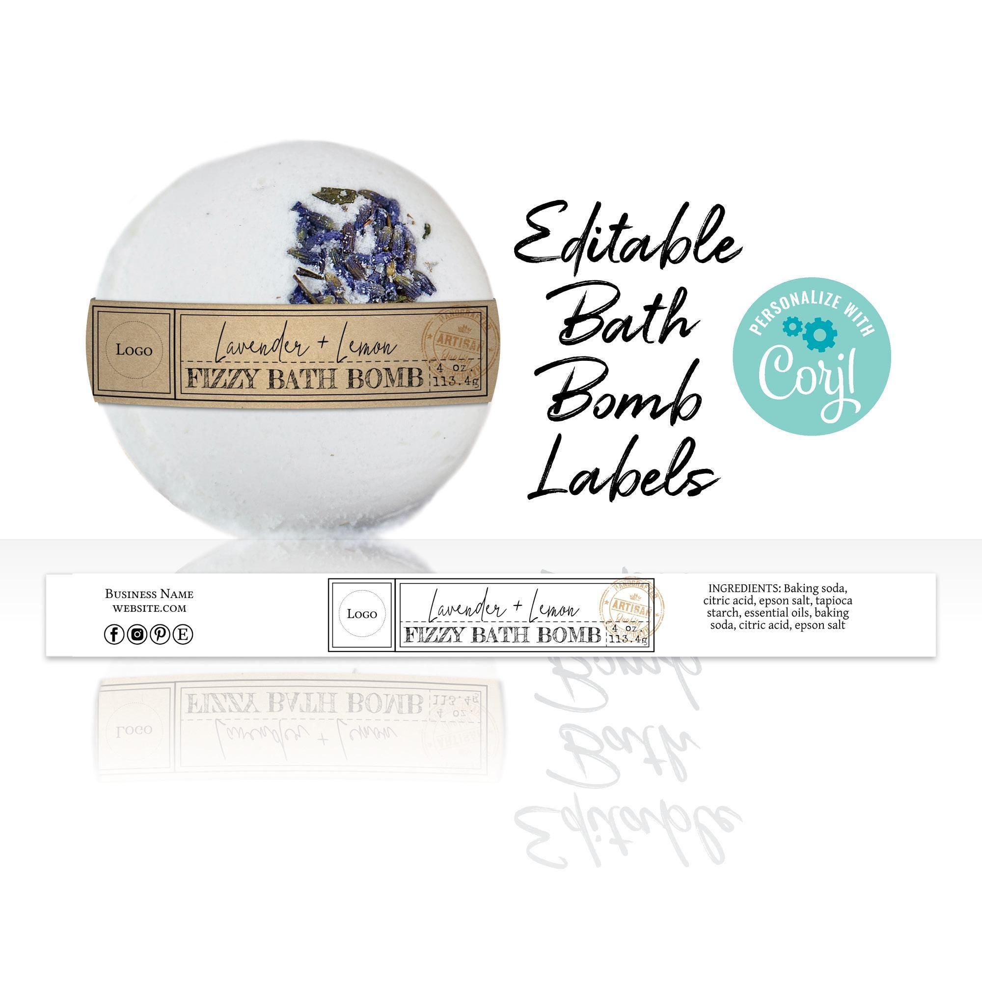 Editable Bath Bomb Label Template, Printable 2" and 3" Bath Bomb Label ...
