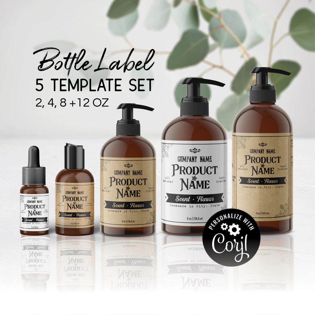 Bottle Label Template 2, 4, 8 & 12 Oz, Customize, Download, Print ...