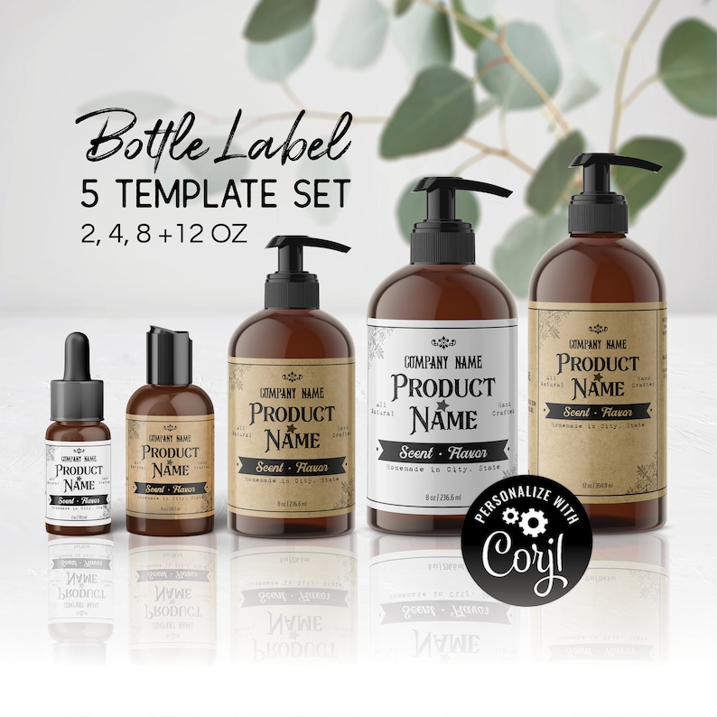 Bottle Label Template 2 4 8 & 12 Oz Customize Download - Etsy