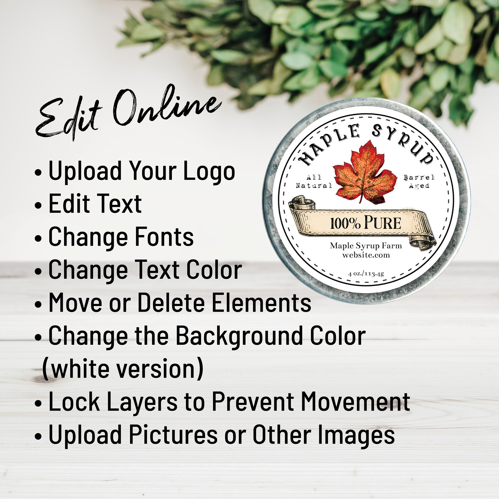 Maple Leaf Labels. Editable Circle Label. Customize Product Label ...