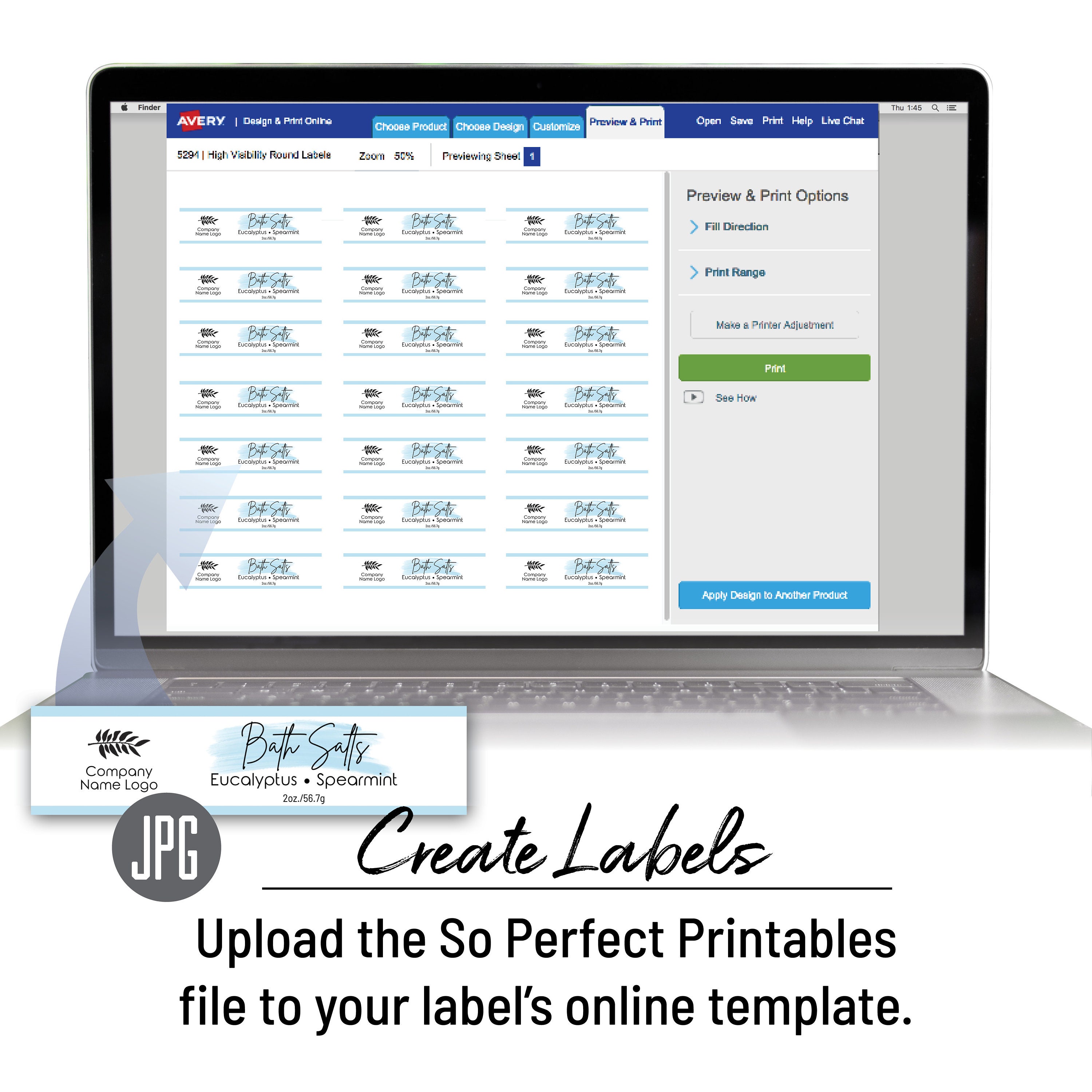 Editable Bath Salt Label Template Painted Swash. Printable - Etsy