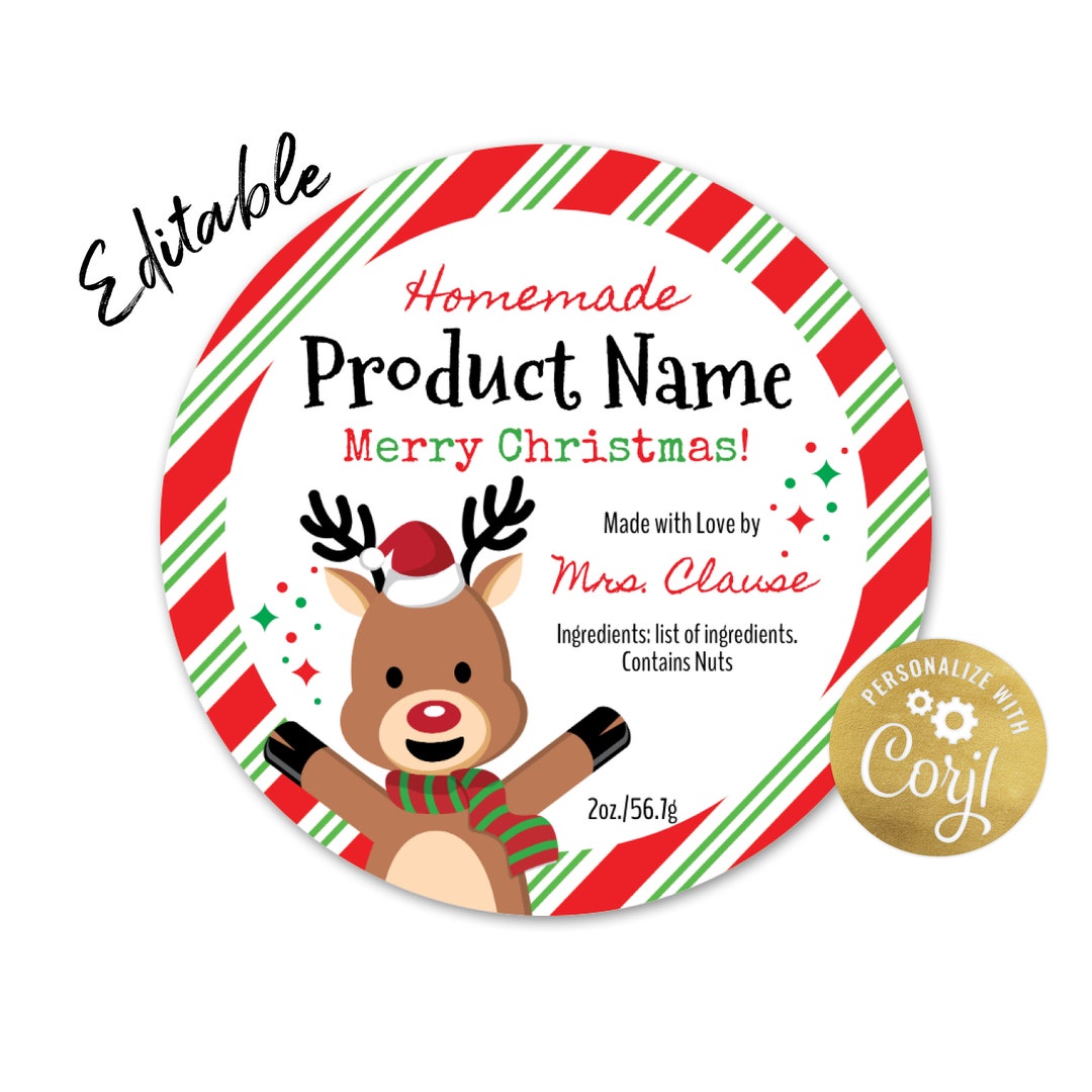Christmas Cookie Label Template, Custom Product Packaging Sticker ...
