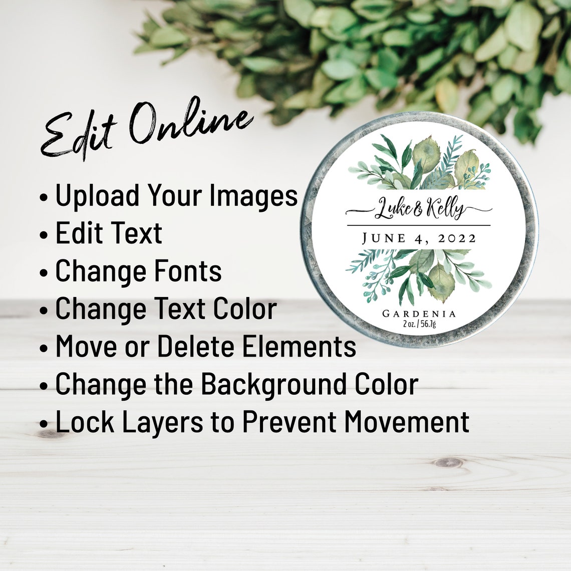 Wedding Favor Stickers. Lush Greenery. Printable Custom Circle - Etsy