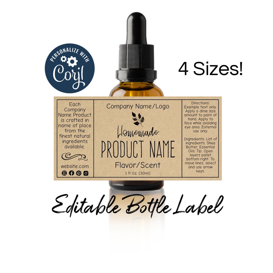 Bottle Label Template, Natural & Sophisticated Design. Wrap Around ...