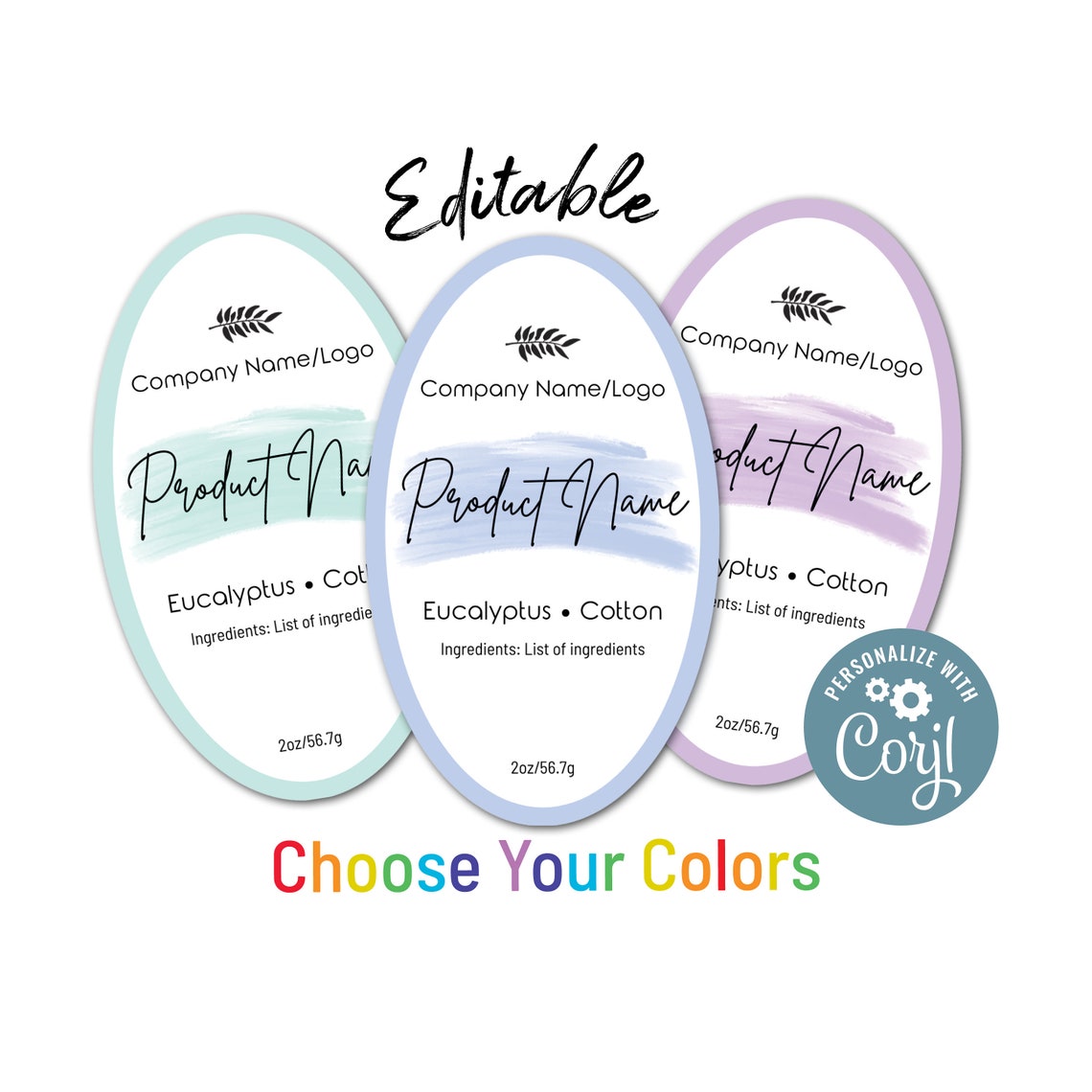 Oval Product Label Template. Editable Labels for Jars Spice - Etsy