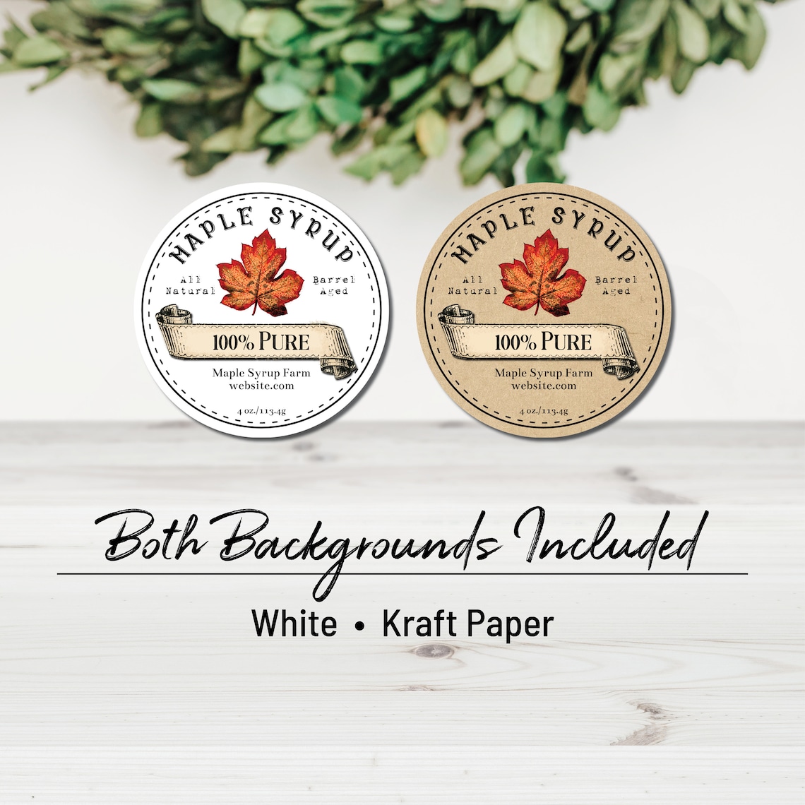 Maple Leaf Labels. Editable Circle Label. Customize Product - Etsy
