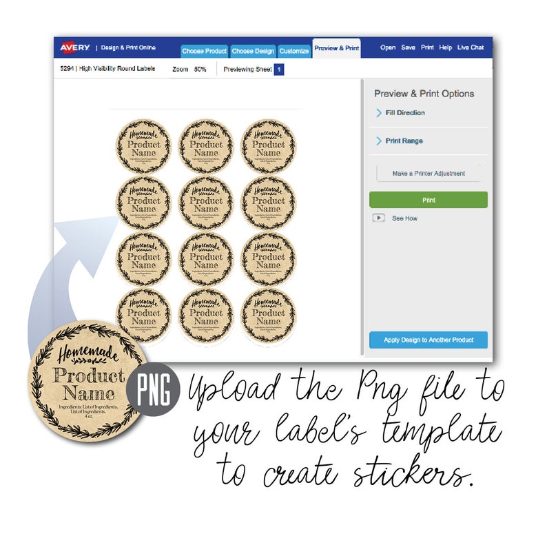 Round Homemade Label. Customizable Packaging Design for | Etsy