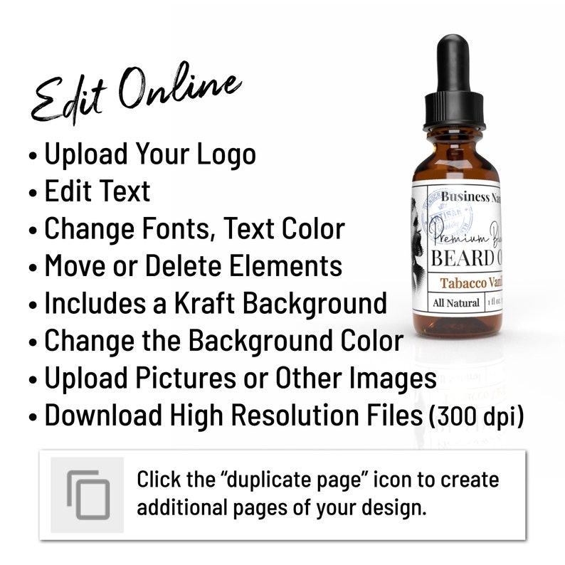 Beard Oil Bottle Label Template With Bearded Man. Customize - Etsy