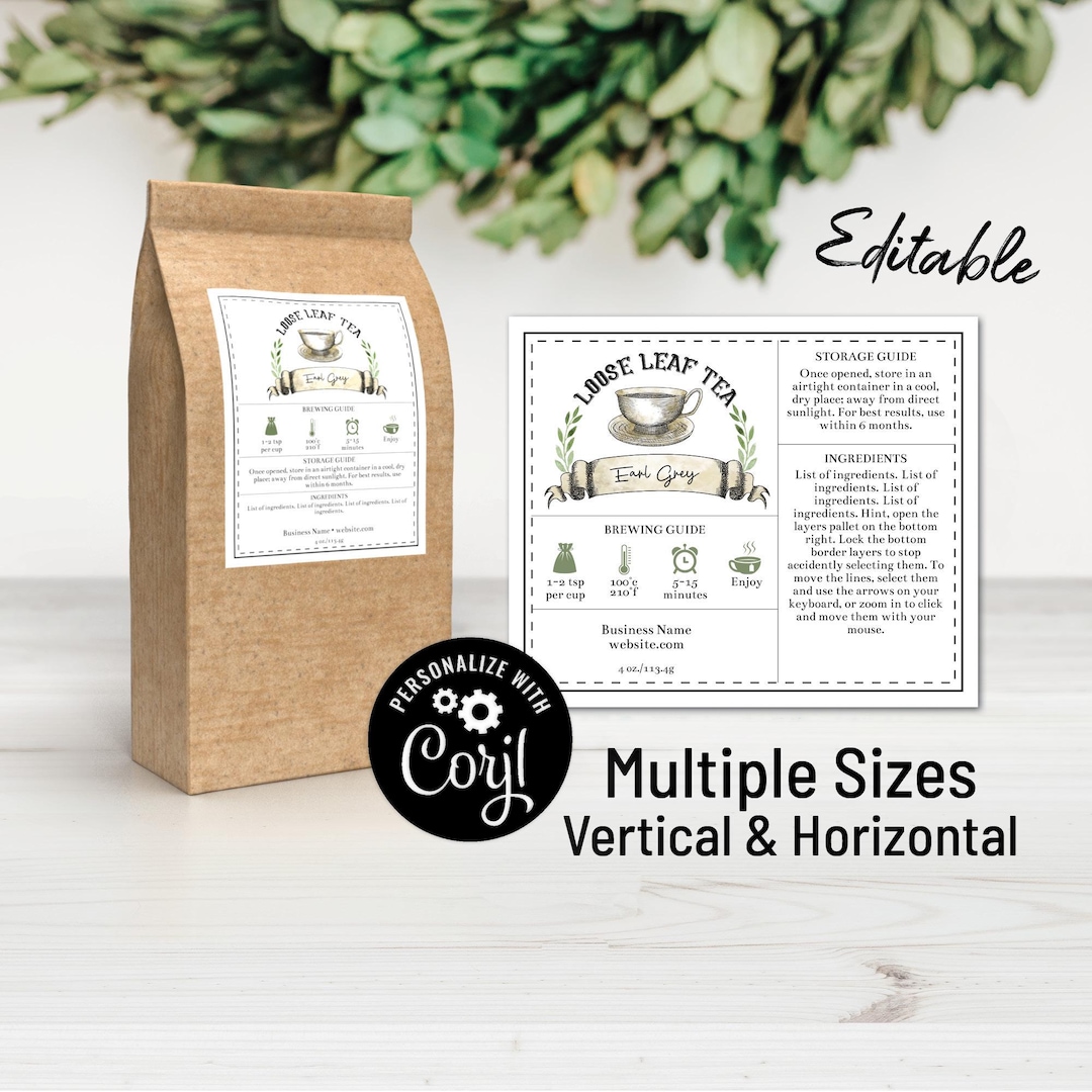 Tea Label Template. Tea Bag, Tea Party Label. Sticker Product Template ...