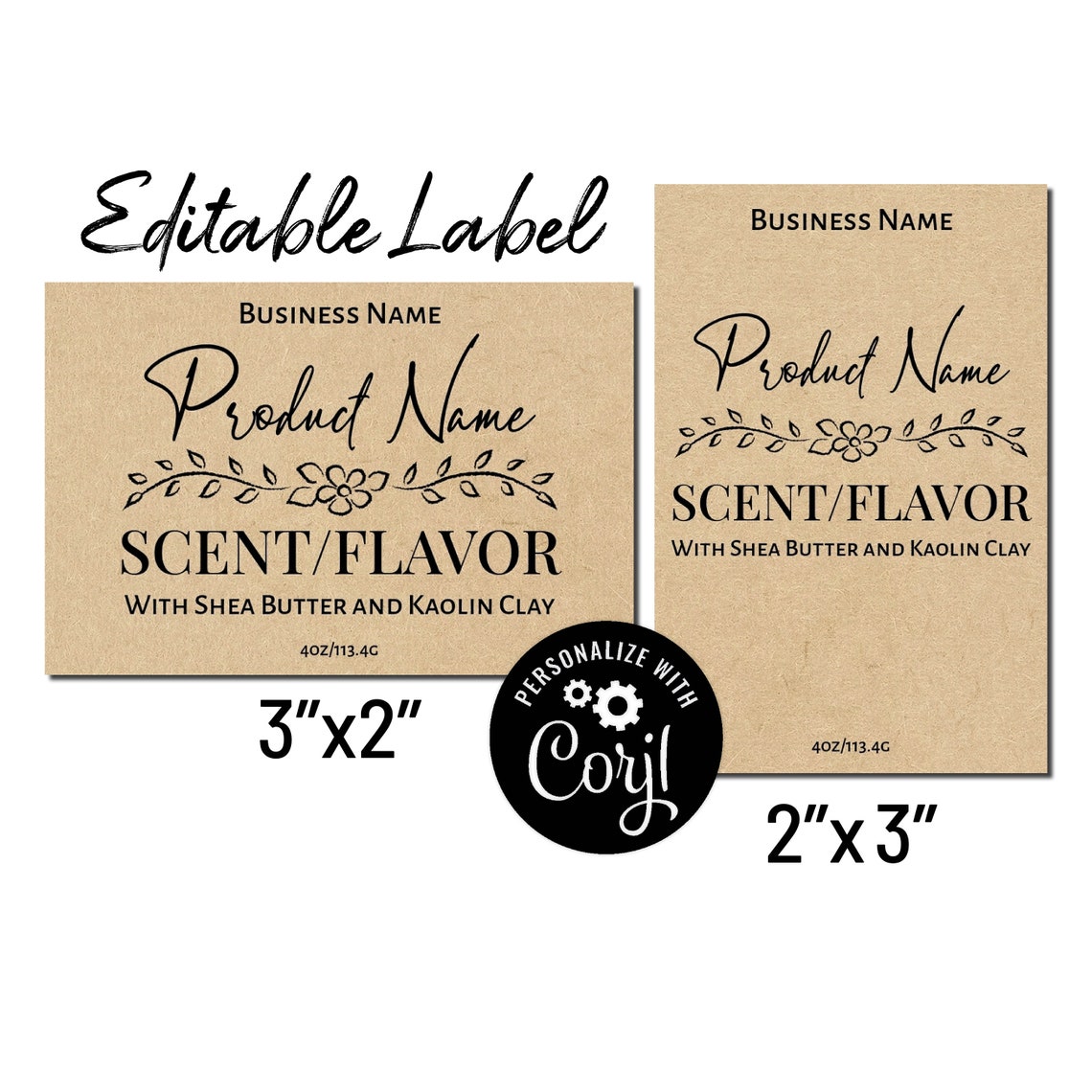 Editable Product Label Floral Vine Template. Customize W/ | Etsy