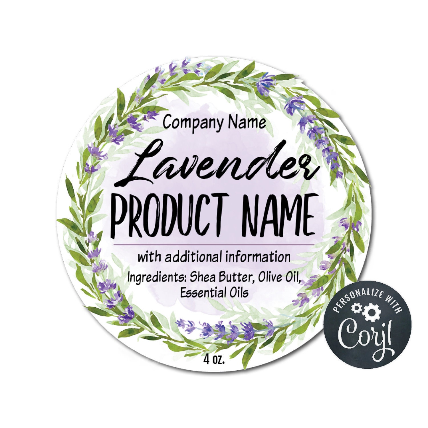 Lavender Round Label Edit Customize Personalize w/ Corjl | Etsy