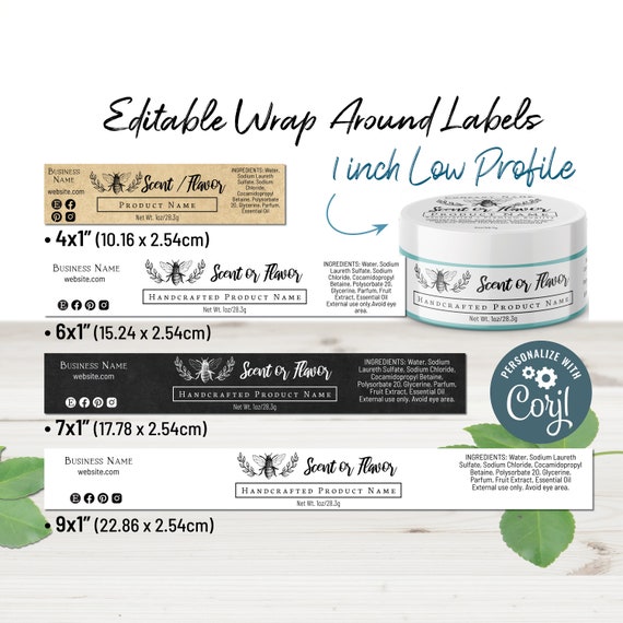1 Wrap Around Label Template for Short Low Profile - Etsy