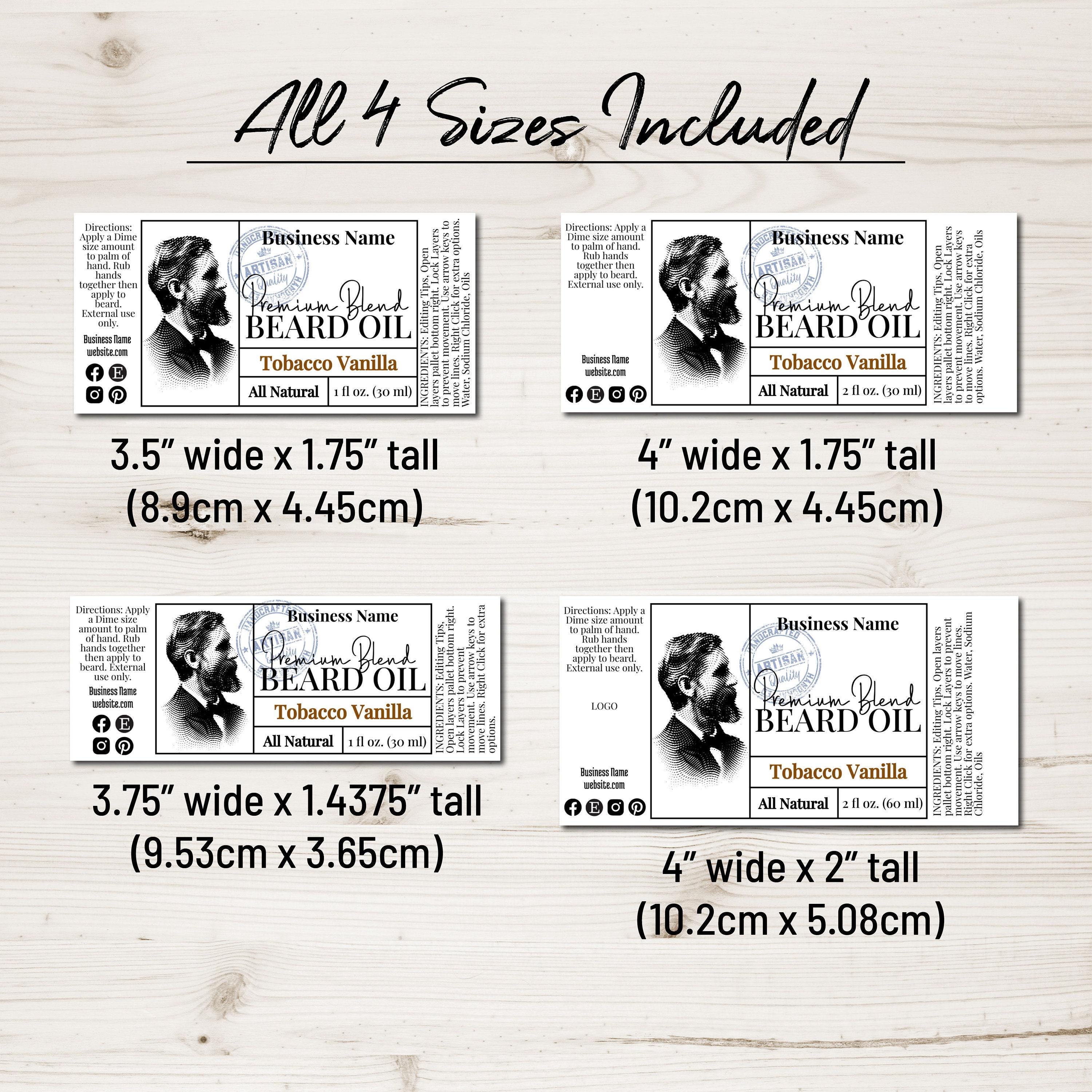 Beard Oil Bottle Label Template With Bearded Man. Customize Online ...