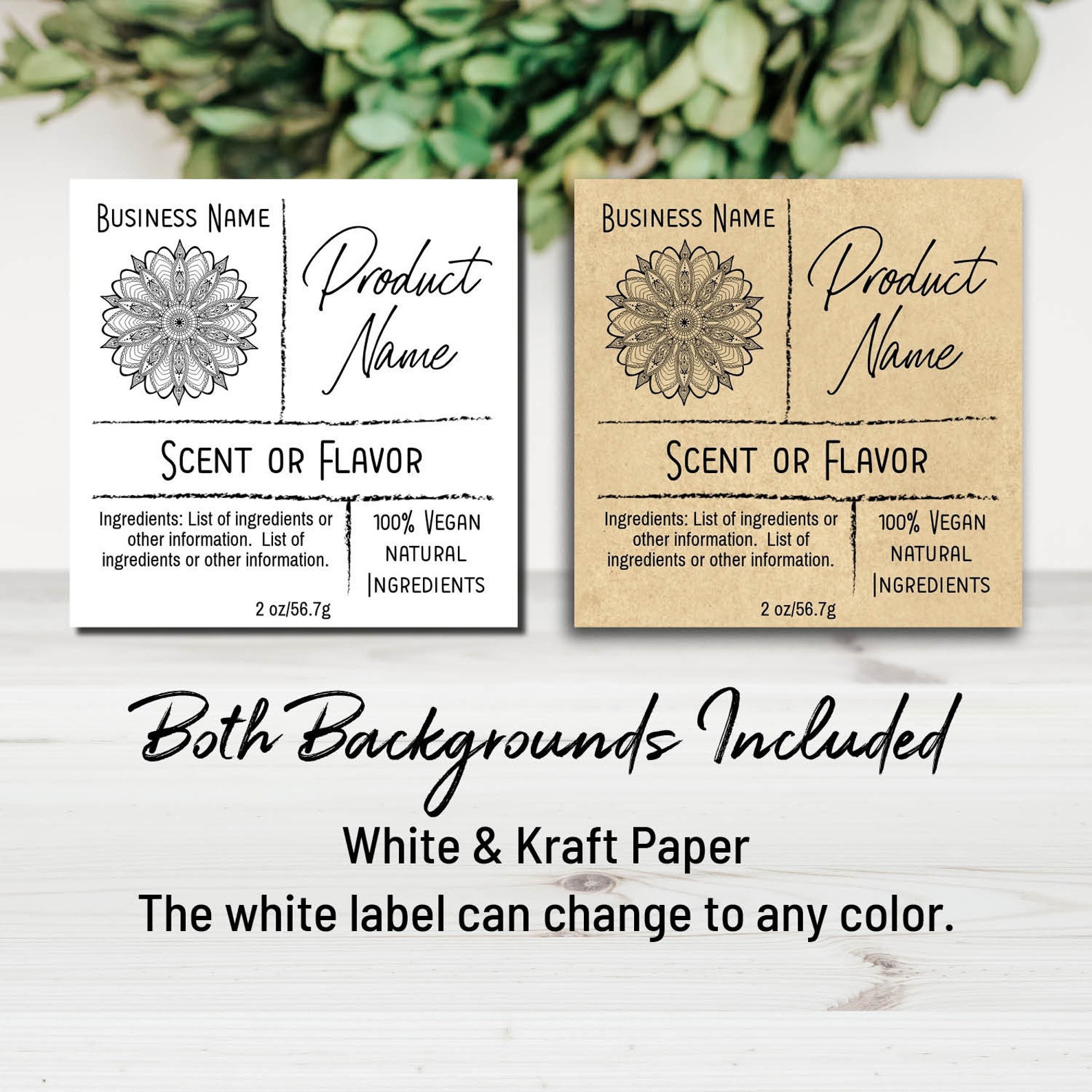 Mandala Square Product Label Template for Jars Soap Shower | Etsy