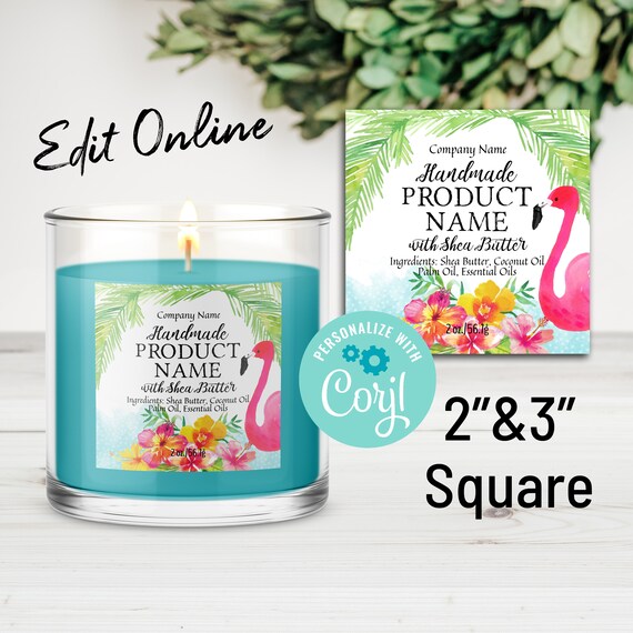 Editable Square Product Label Template. Tropical Beach. Edit - Etsy