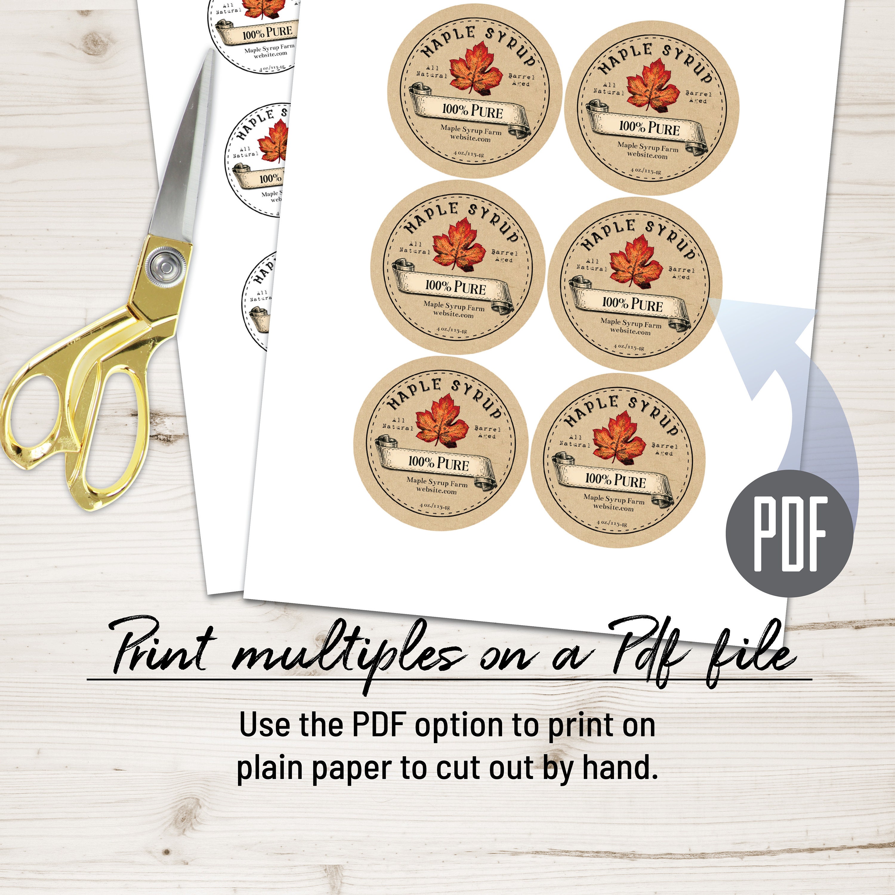 Maple Leaf Labels. Editable Circle Label. Customize Product - Etsy