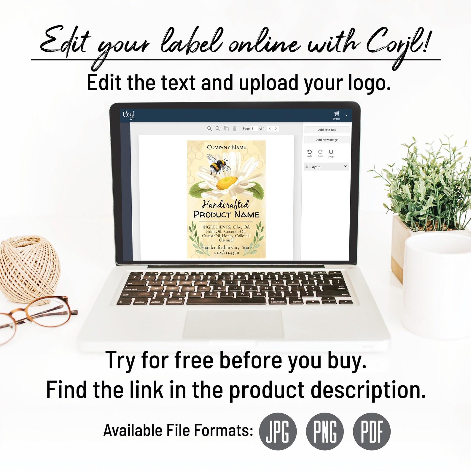 Bumblebee Product Label Template. Printable Sticker Labels for - Etsy