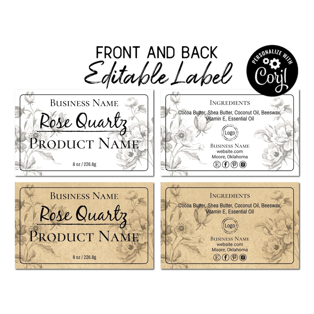 Ingredient Label Template, Front & Back Product Labels. Edit Online ...