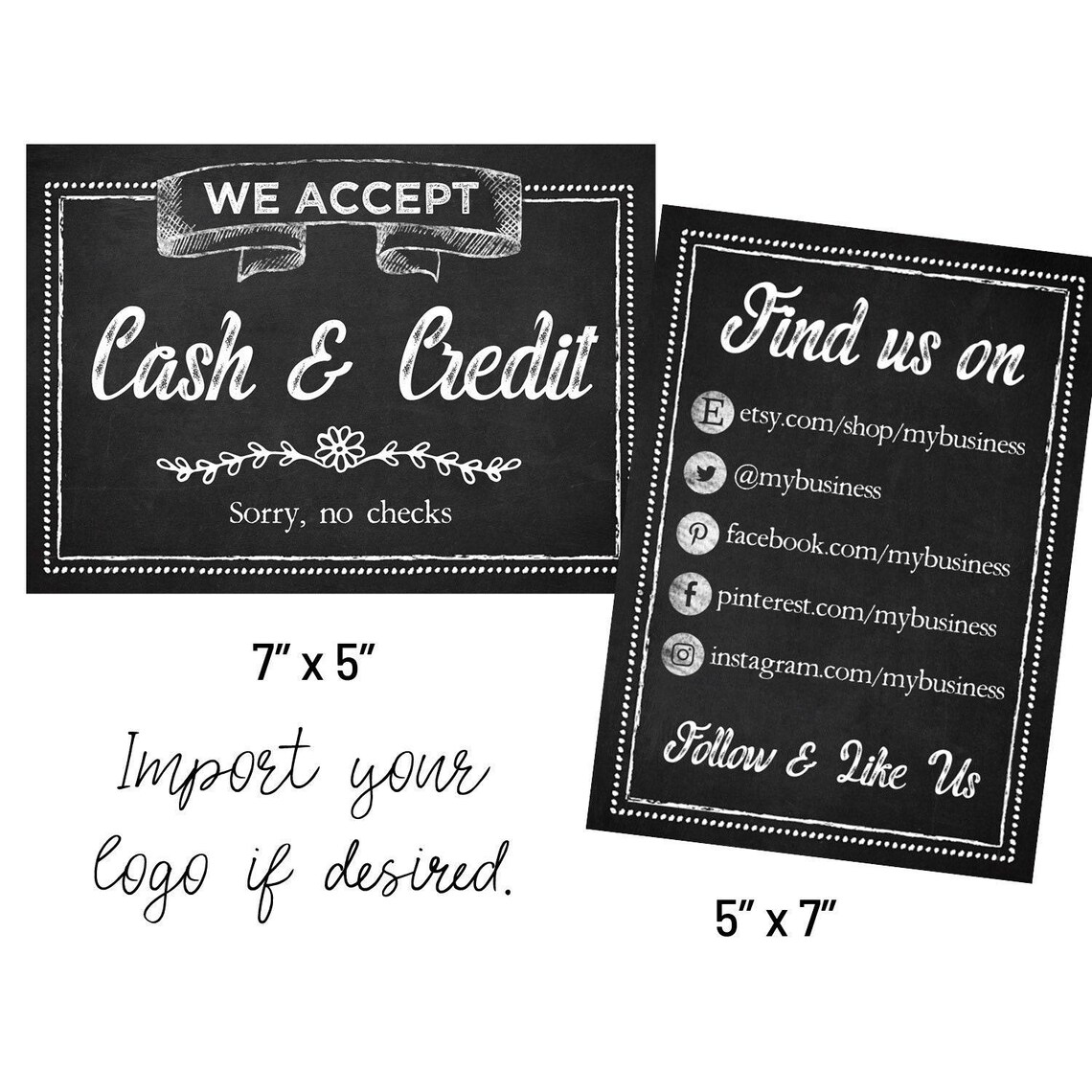 Chalkboard Sign Template Bundle. Small Business Price Sign for Farmer's ...
