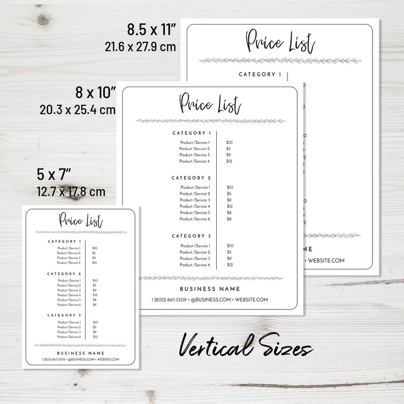 Editable Business Price List. Printable Store Price Sign for | Etsy