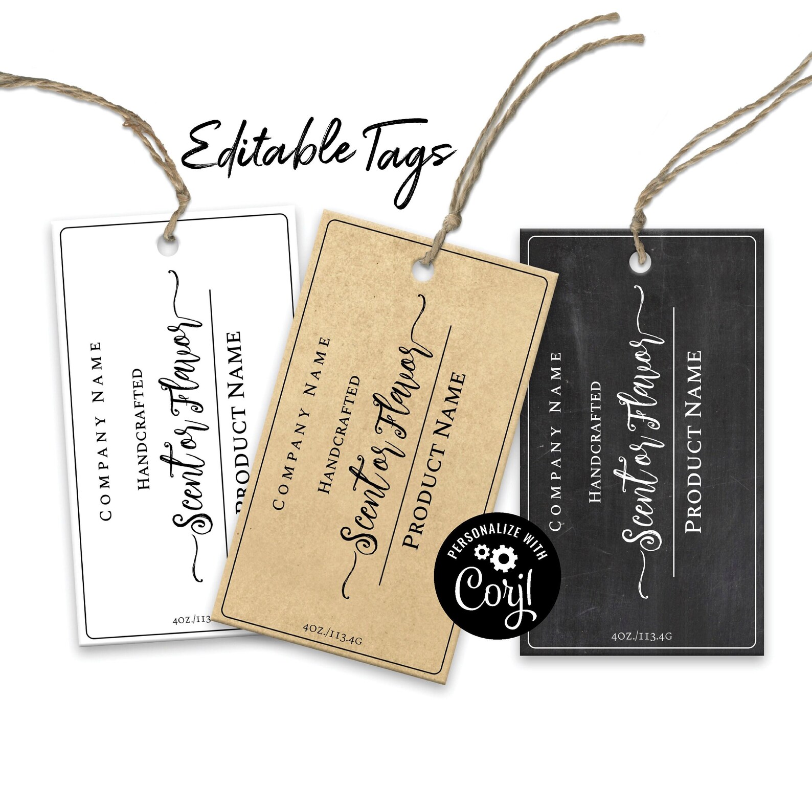 Editable Printable Product Tag Template, Simply Natural Tags for ...