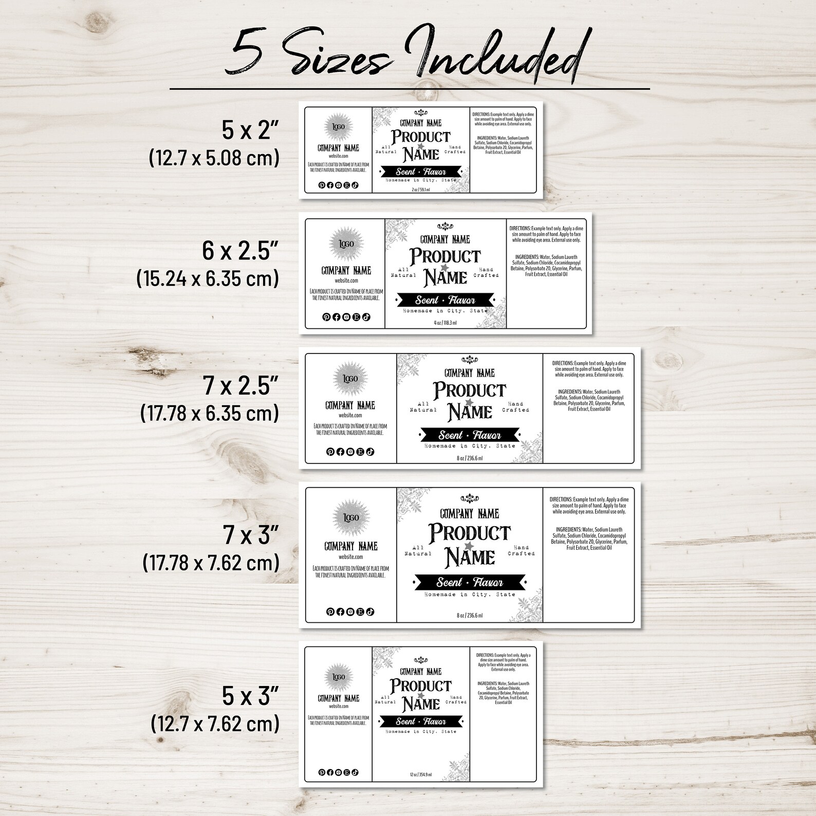 Bottle Label Template 2 4 8 & 12 Oz Customize Download - Etsy
