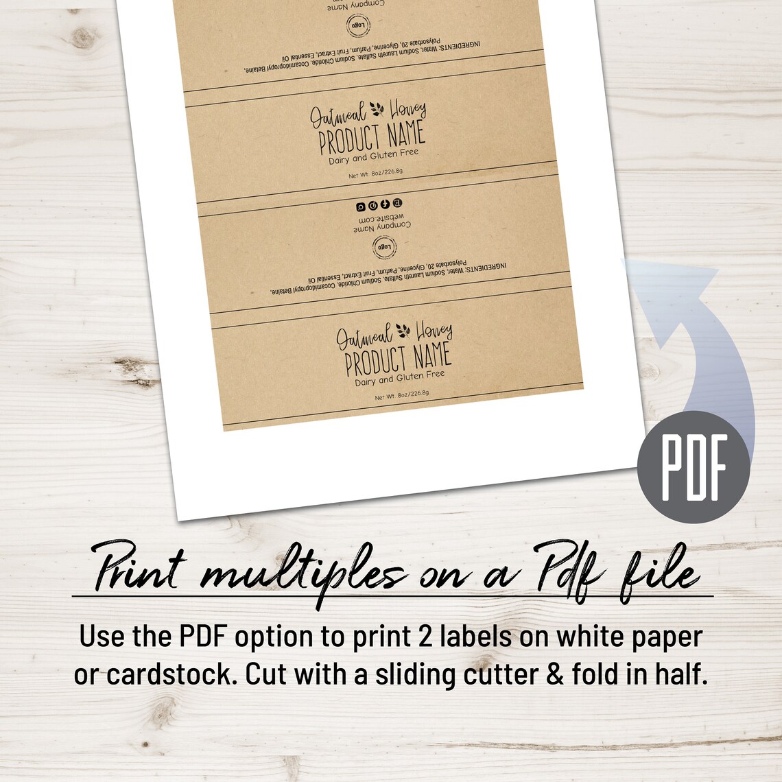 Natural and Sophisticated Bag Topper Label Editable Template. | Etsy