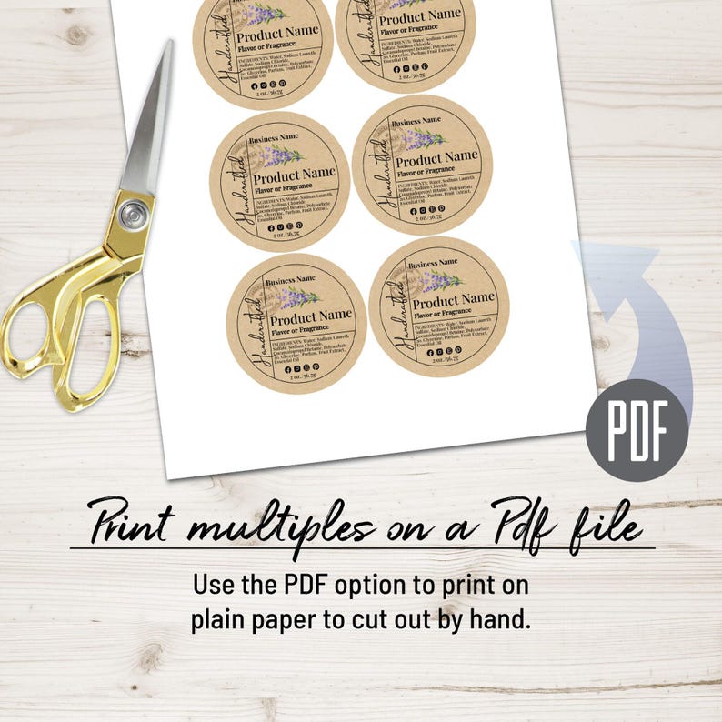 Round Label for Jars, Candles. Circle Sticker Template for Homemade ...