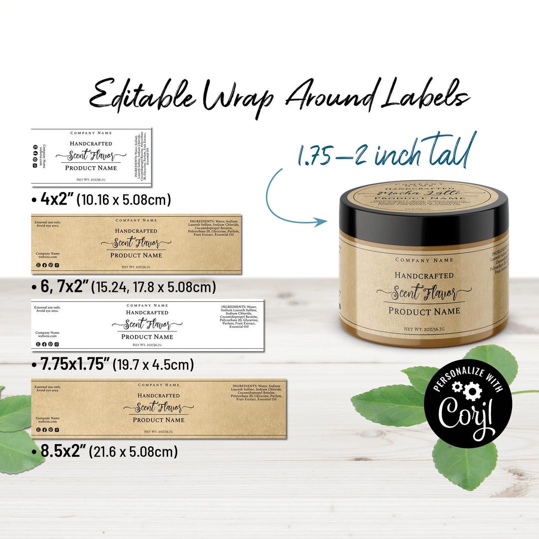 Wrap Around Label Template for Jars, 2, 4, 6, 8oz Jar Label Template ...