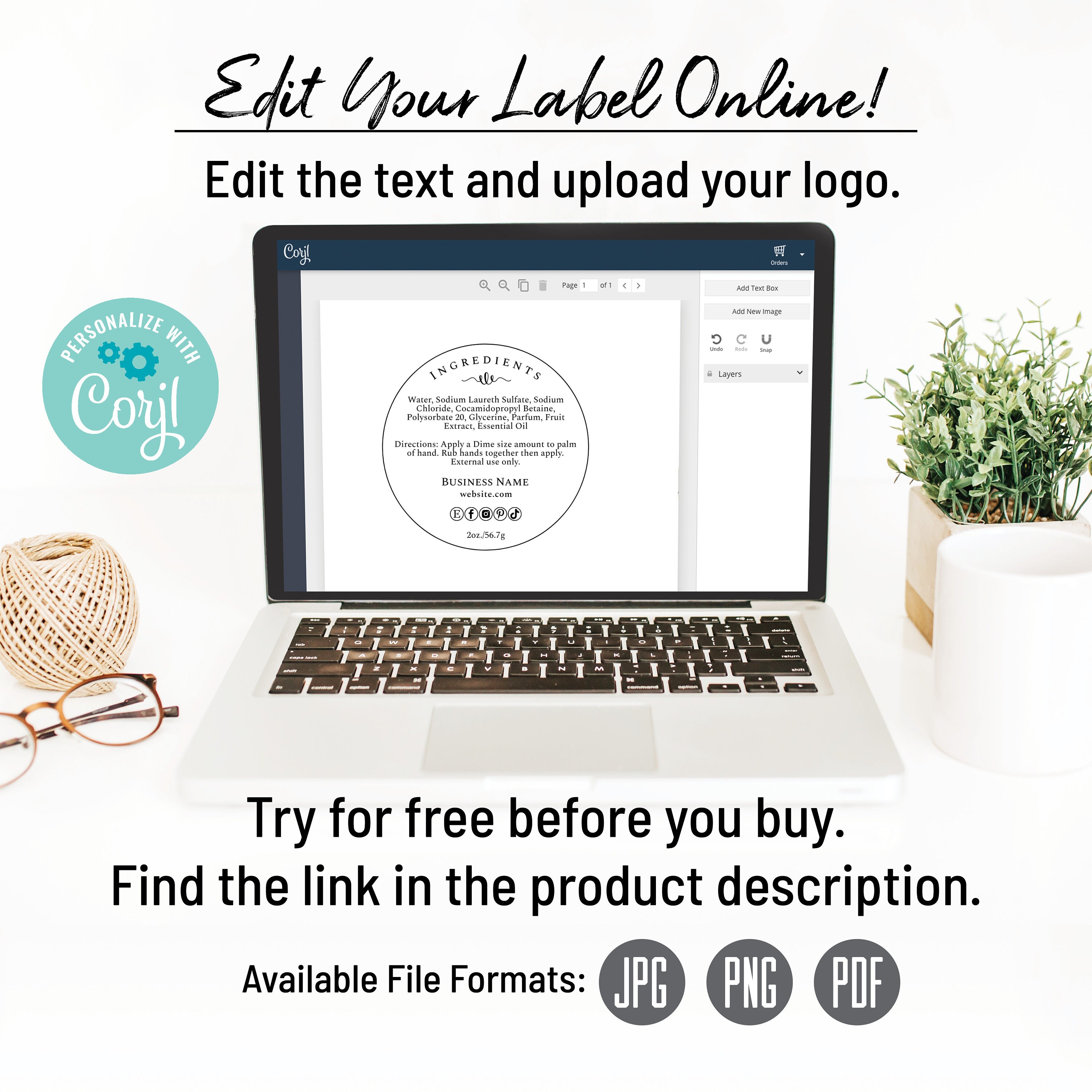 Ingredient Label Template Custom Product Packaging Sticker. - Etsy UK