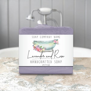 Soap Labels - Floral Bathtub. Editable Soap Template. Printable Custom ...