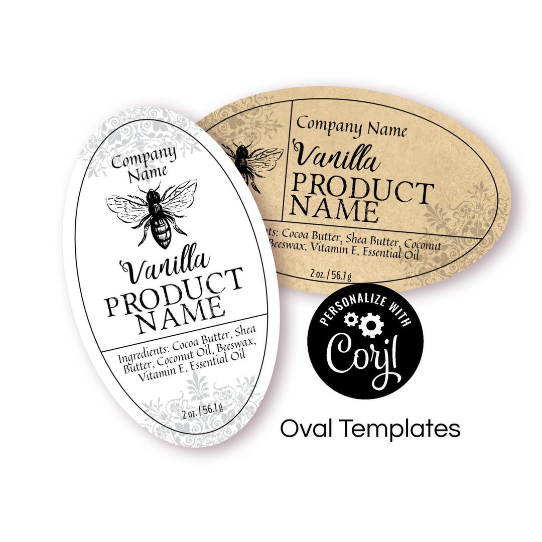 Oval Label Template, Custom Product Packaging Sticker. Edit, Download ...