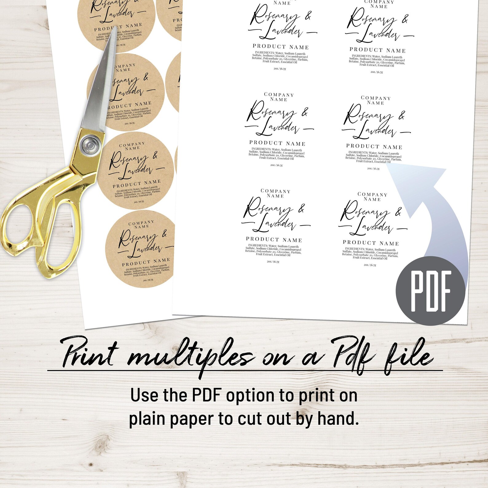 Editable Circle Label Template, Custom Digital Product Sticker Template ...