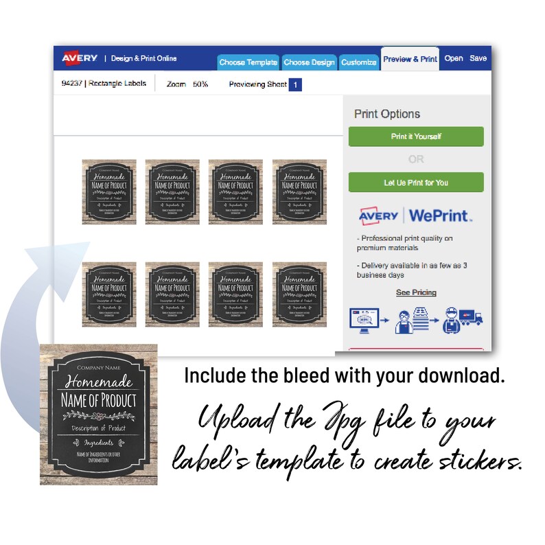 Chalkboard Farmhouse Product Label Template. Labels for Jars | Etsy