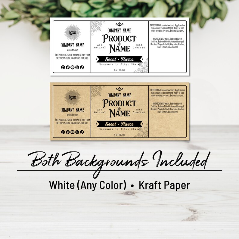 Bottle Label Template 2 4 8 & 12 Oz Customize Download - Etsy