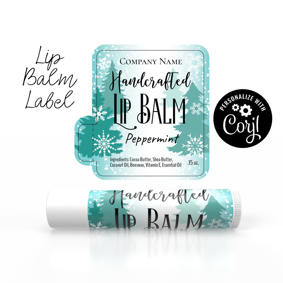 Editable Lip Balm Label Template Alpine Mist. Snowy Minty Lip Balm ...