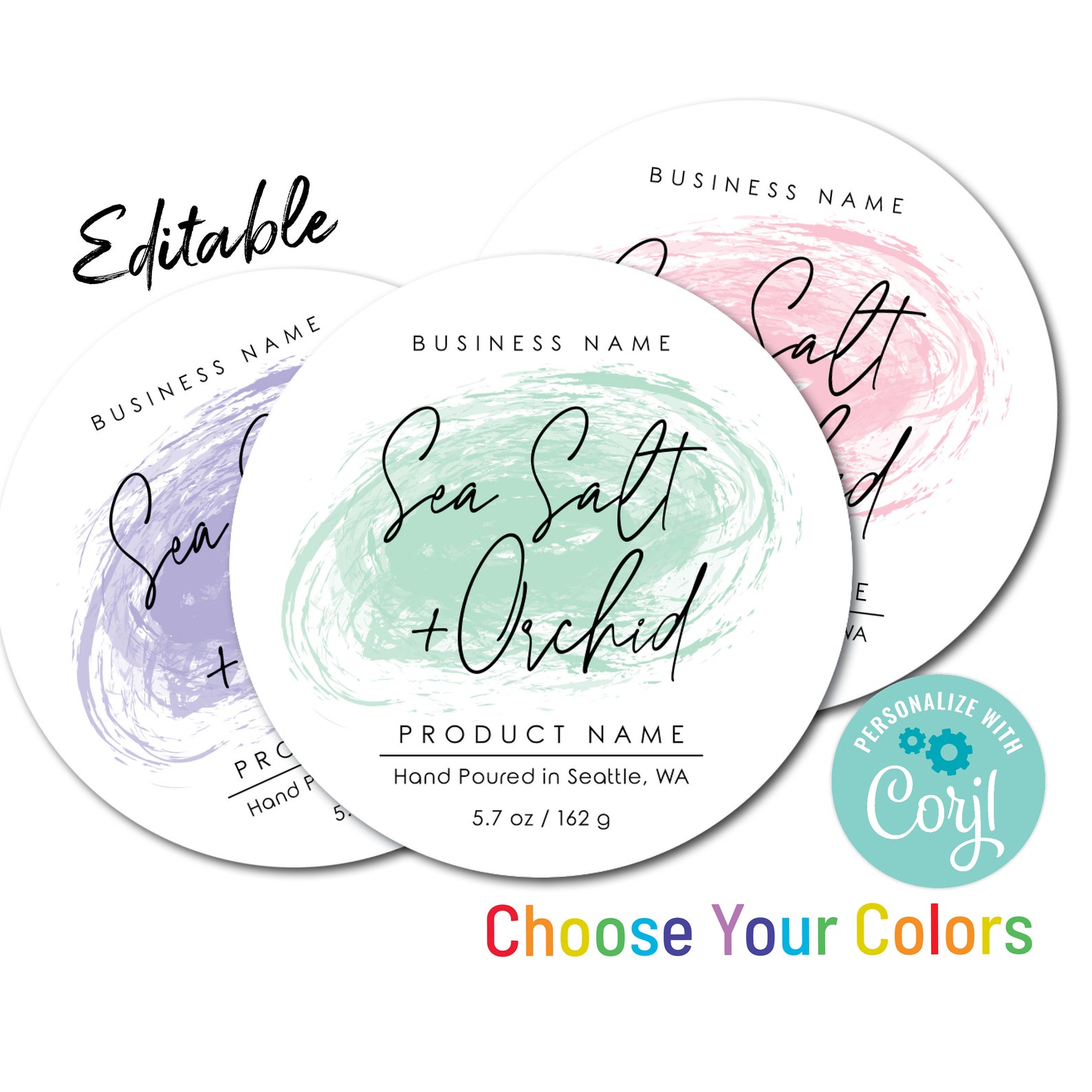 Editable Circle Label Template. Round Sticker Template. - Etsy Canada