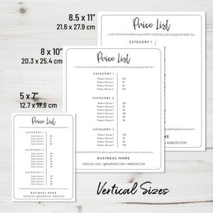 Editable Business Price List. Printable Store Price Sign for Retail ...