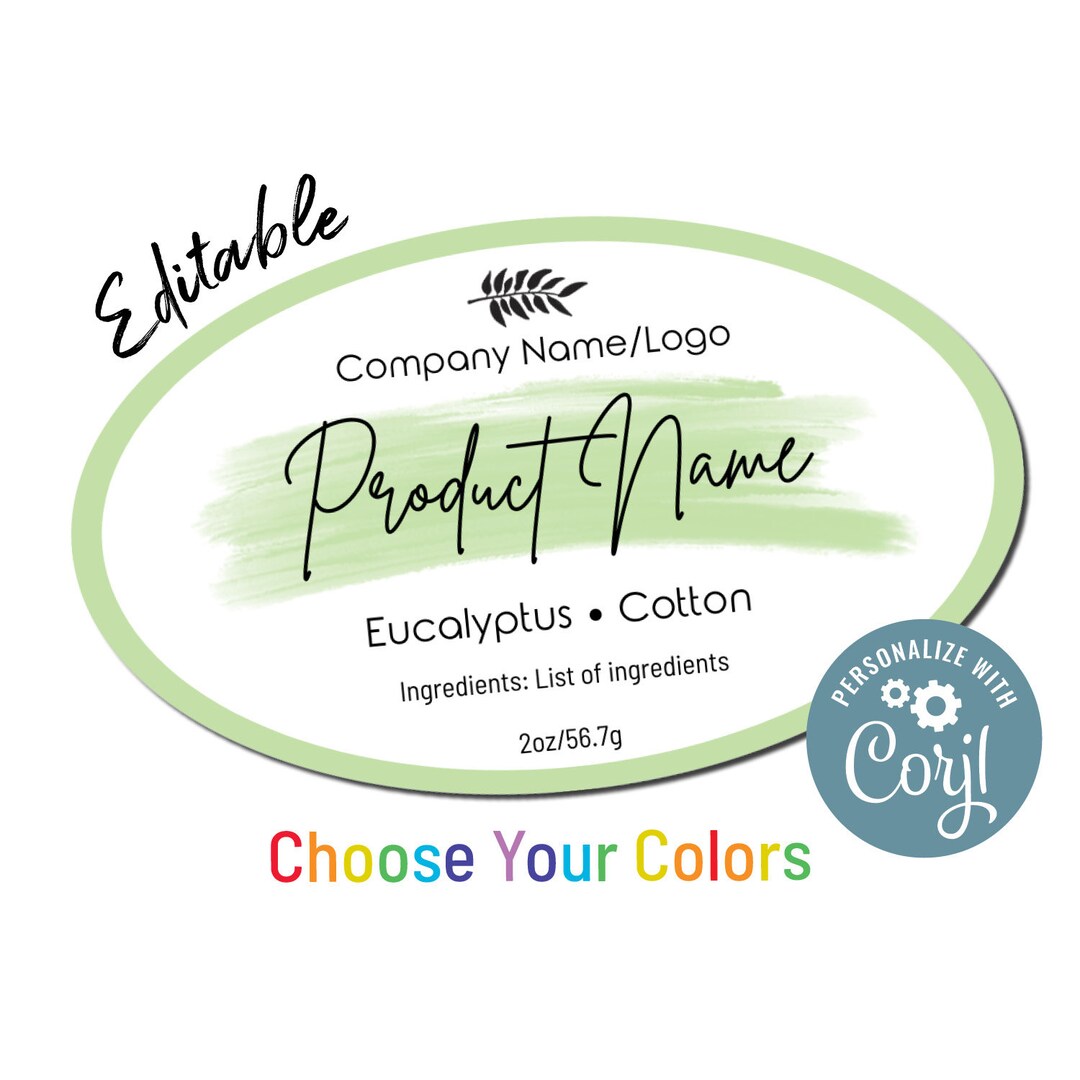 Oval Label Template for Jars, Homemade Products, Canning Labels ...