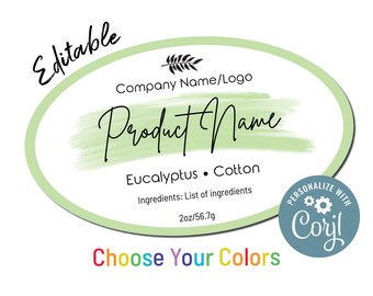 Editable Oval Labels for Jars Bottles Tins Homemade | Etsy