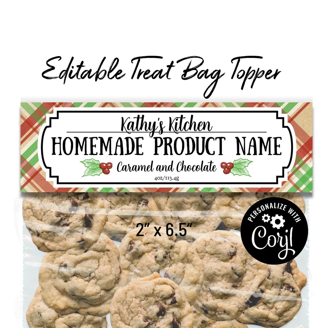 Editable Christmas Treat Bag Topper. Gift Label for Zipper - Etsy